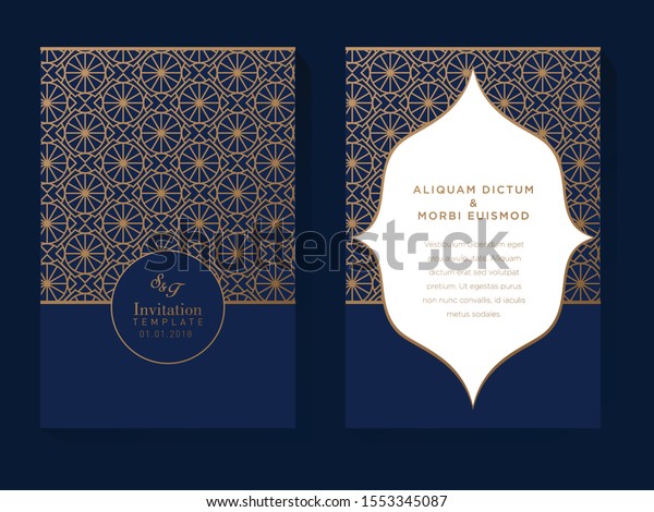 Blue Gold Invitation Background Stock Vector (Royalty Free) 1553345087