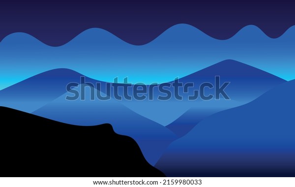 Blue Gradient Mountain Scenery Vector Illustration Stock Vector ...