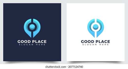 Blue Gradient Pinpoint Logo Design Stock Vector (Royalty Free ...