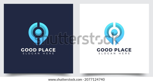 Blue Gradient Pinpoint Logo Design Stock Vector (Royalty Free ...