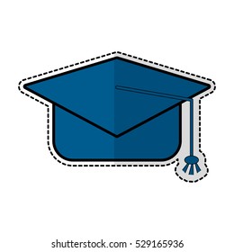 Blue Graduation Cap Sticker Over White Stock Vector (Royalty Free ...