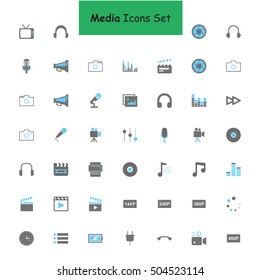 Blue Gray Multimedia Icon Set Stock Vector (Royalty Free) 504523114 ...