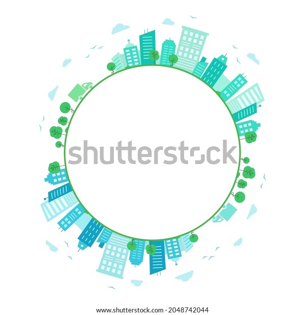 Blue Green City Circle Panorama City Stock Vector (Royalty Free ...