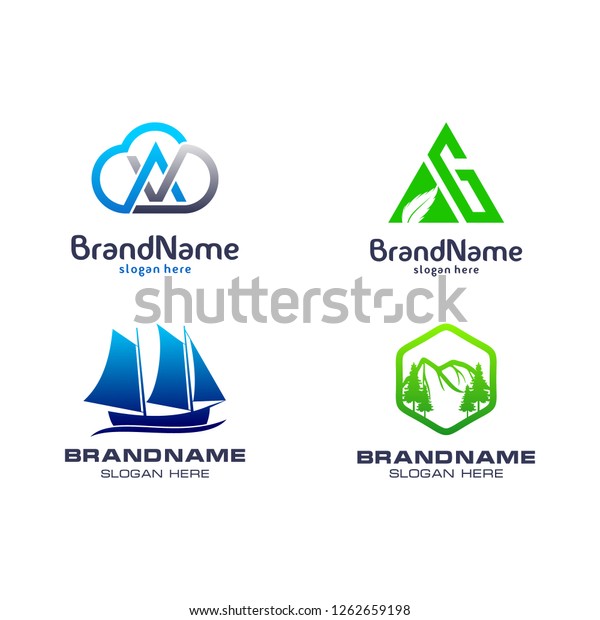 Blue Green Logo Pack Template Stock Vector (Royalty Free) 1262659198 ...