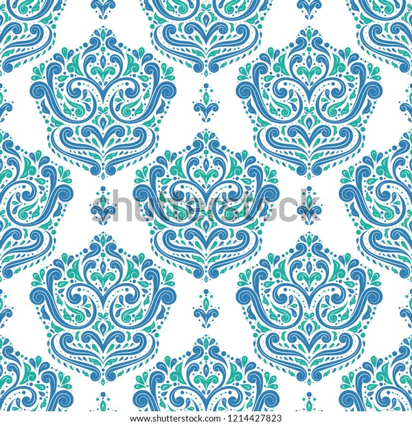 Blue Green Ornamental Seamless Pattern Vintage Stock Vector (Royalty ...
