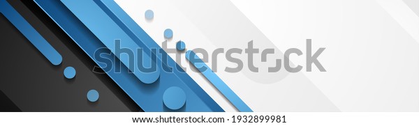 Blue Grey Black Geometric Abstract Banner Stock Vector (Royalty Free ...
