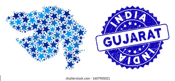 Blue Gujarat State Map Collage Stars Stock Vector (Royalty Free ...