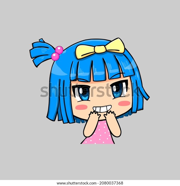 Blue Haired Girl Cartoon Vector Illustration Stock Vector (Royalty Free ...