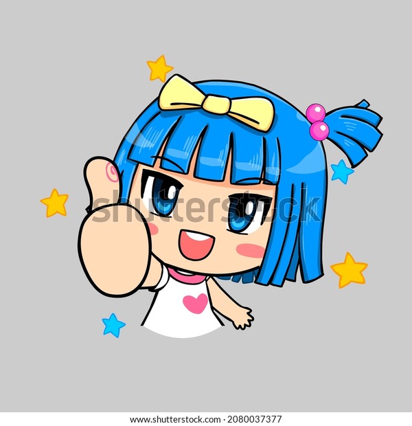 Blue Haired Girl Cartoon Vector Illustration Stock Vector (Royalty Free ...