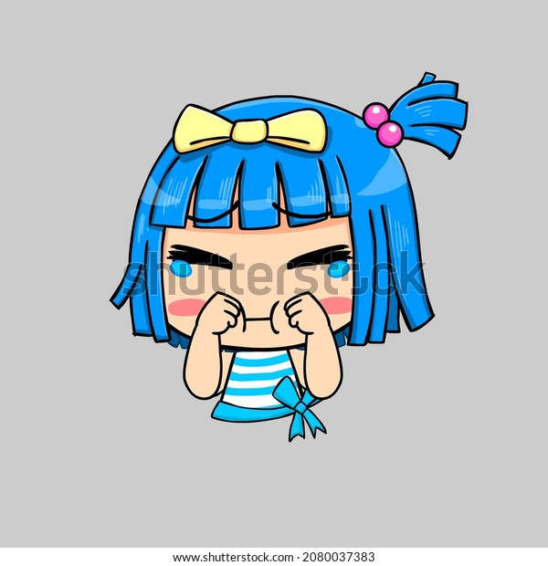 Blue Haired Girl Cartoon Vector Illustration Stock Vector (Royalty Free ...