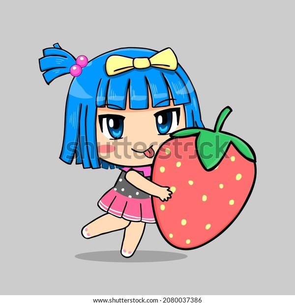 Blue Haired Girl Cartoon Vector Illustration Stock Vector (Royalty Free ...