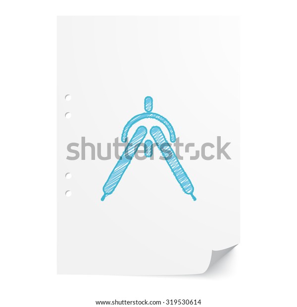 Blue Hand Drawn Drafting Compass Illustration Stock Vector (Royalty ...