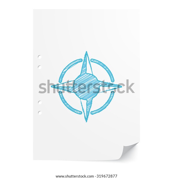 Blue Handdrawn Compass Rose Illustration On Stock Vector (Royalty Free ...