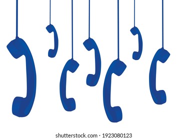 Blue Hanging Telephone Vector Illustration Stock Vector (Royalty Free ...
