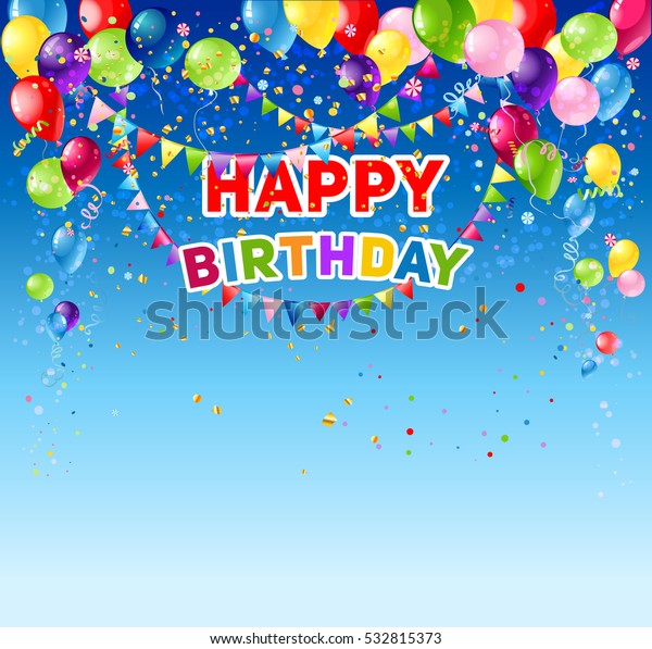 Blue Happy Birthday Card Stock Vector Royalty Free 532815373