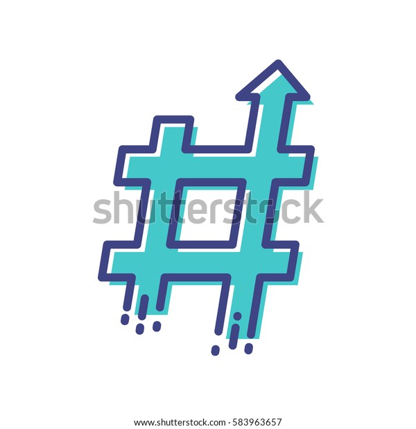 Blue Hashtag Symbol Trending Topic Arrow Stock Vector (Royalty Free ...