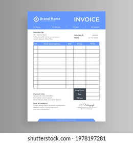 Blue Header Invoice Design Template Stock Vector (Royalty Free) 1978197281 | Shutterstock