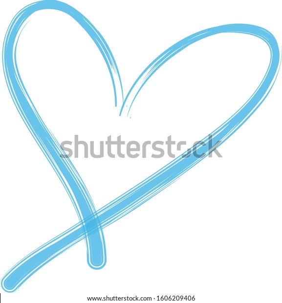Blue Heart Contour Vector Hand Drawn Stock Vector (Royalty Free ...