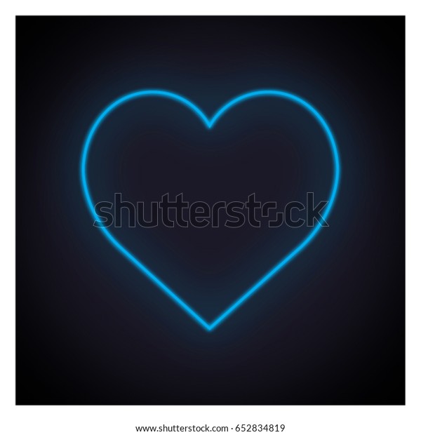 Blue Heart Neon Light On Black Stock Vector (Royalty Free) 652834819