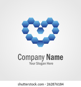 Blue Heart Shape Logo Your Company Stock Vector (Royalty Free ...