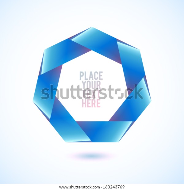 Blue Heptagon Shape On White Background: vector de stock (libre de ...
