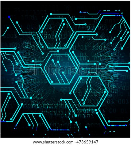 Blue Hexagon Abstract Cyber Future Technology Stock Vector (Royalty ...