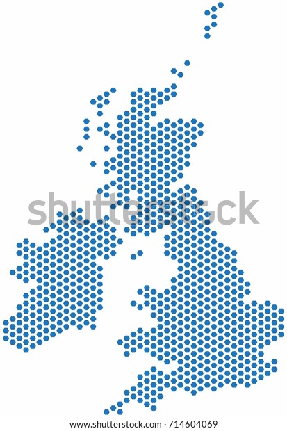 Blue Hexagon Shape United Kingdom Map Stock Vector (Royalty Free ...