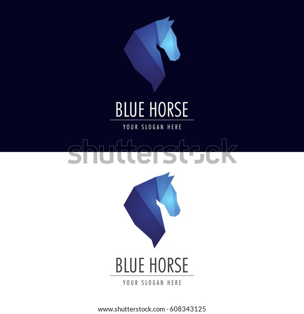 Blue Horse Logo Stok Vektör (Telifsiz) 608343125