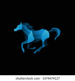 Blue Horse Logo Icon Template Geometric Stock Vector (Royalty Free ...