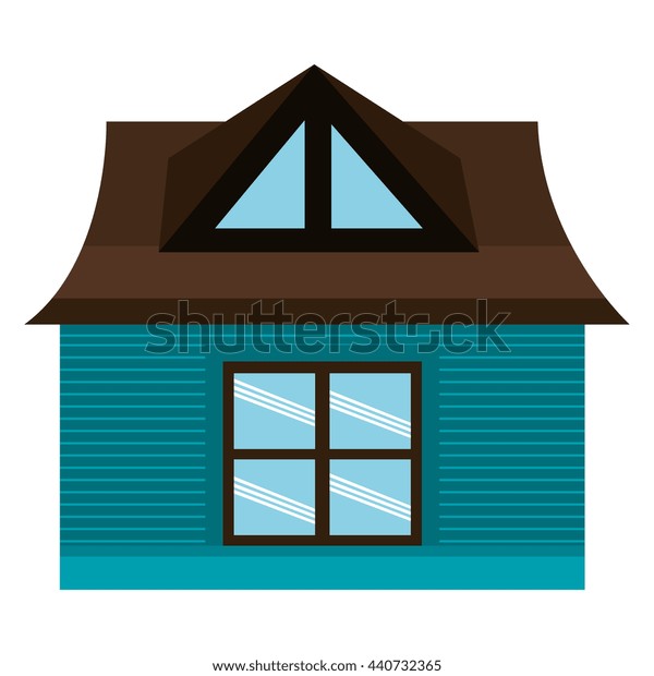 Blue House Icon Blue Windows Brown Stock Vector (Royalty Free ...