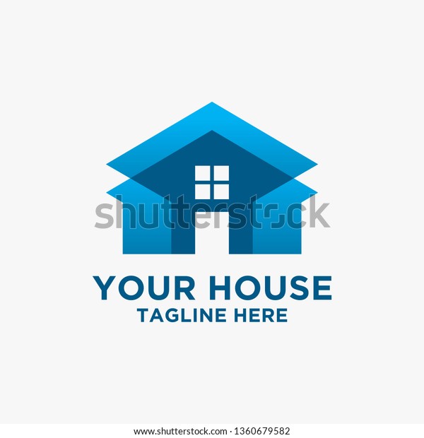Blue House Logo Design Stock Vector (Royalty Free) 1360679582 ...