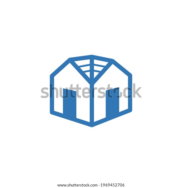 Blue House Logo Icon 2d Perspective Stock Vector (Royalty Free ...