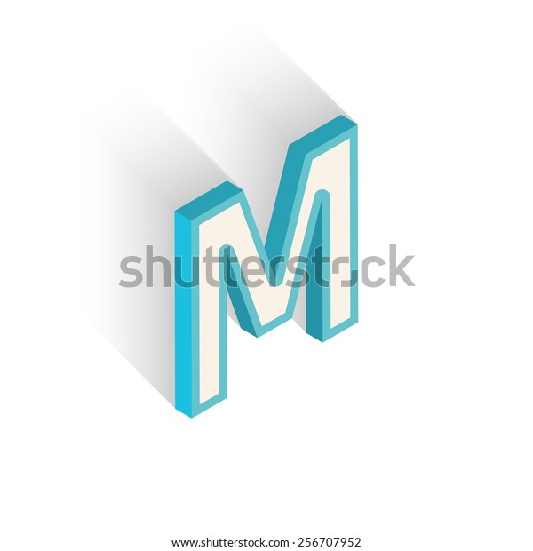 Blue Icon Isometric Letter M Shadow Stock Vector (Royalty Free ...