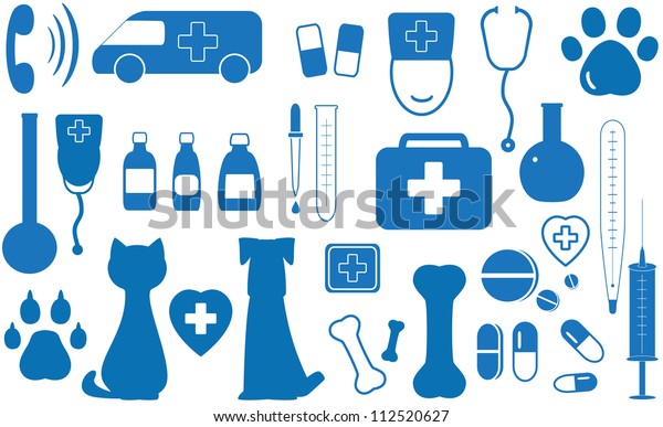 Blue Icon Set Veterinary Objects Stock Vector (Royalty Free) 112520627 ...