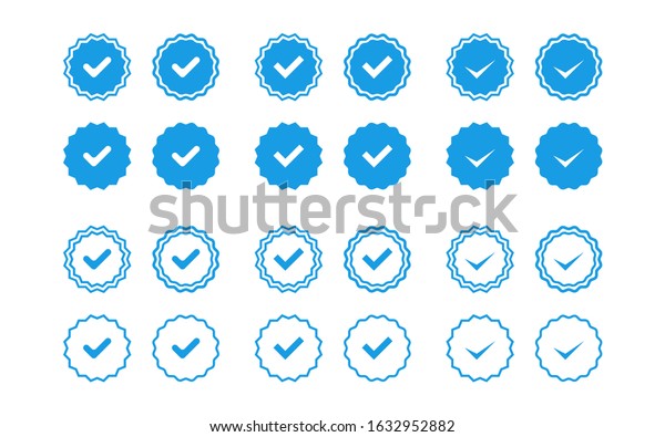 Blue Icons Official Checkmark Set Isolated Stock Vector (Royalty Free ...