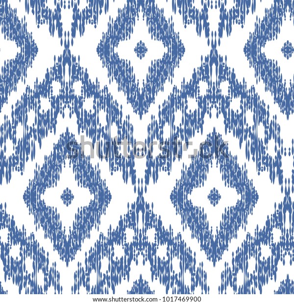 Blue Ikat Ogee Seamless Background Vector Stock Vector (Royalty Free ...