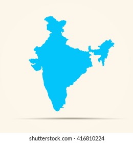 Blue India Map Illustration: ภาพประกอบสต็อก 435608887 | Shutterstock