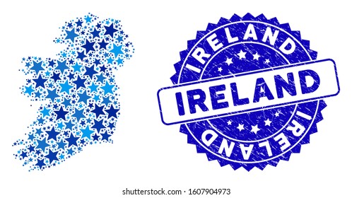 Blue Ireland Countries Map Composition Stars Stock Vector (Royalty Free ...