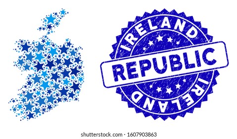Blue Ireland Republic Map Composition Stars Stock Vector (Royalty Free ...