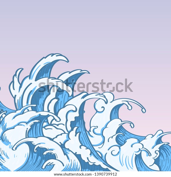 Blue Japanese Wave Background Vector Stock Vector (Royalty Free ...