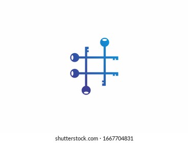Blue Keys Line Concept Logo Square Stock Vector (Royalty Free ...