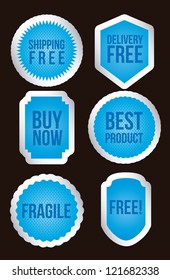 Blue Labels Over Black Background Vector: vector de stock (libre de ...