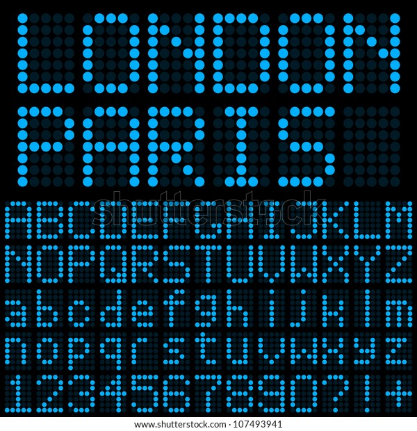 Blue Led Alphabet Digits Set Stock Vector (Royalty Free) 107493941 ...