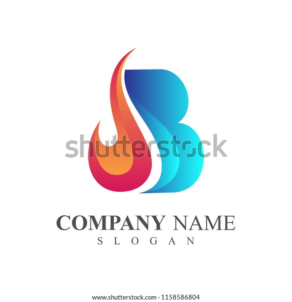 Blue Letter B Fire Logo Stock Vector (Royalty Free) 1158586804
