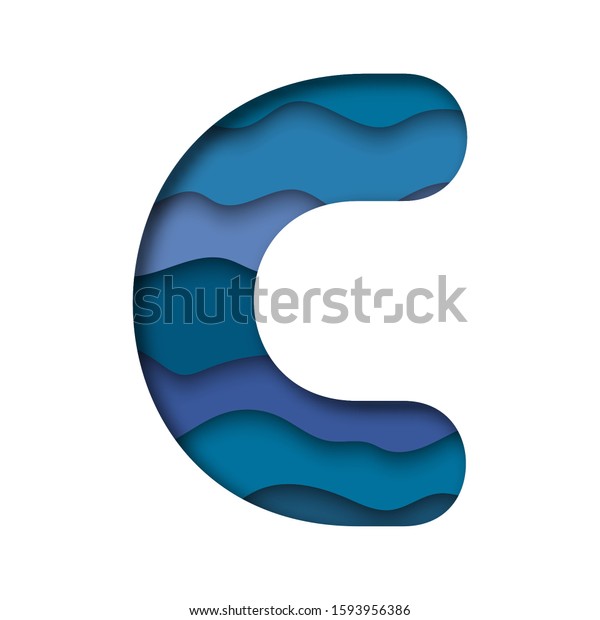 Blue Letter C Cut Out Paperrealistic Stock Vector (Royalty Free ...