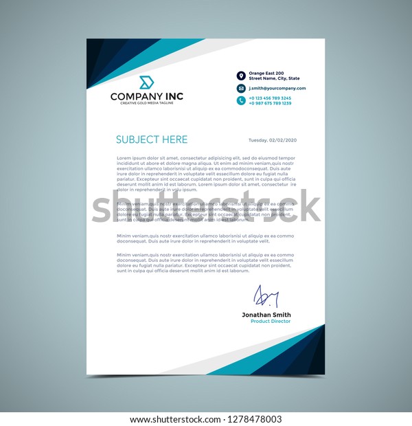 Blue Letterhead Design Stock Vector (Royalty Free) 1278478003