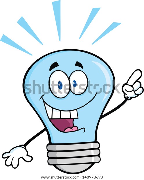 Blue Light Bulb Cartoon Character Bright Stock Vector (Royalty Free ...