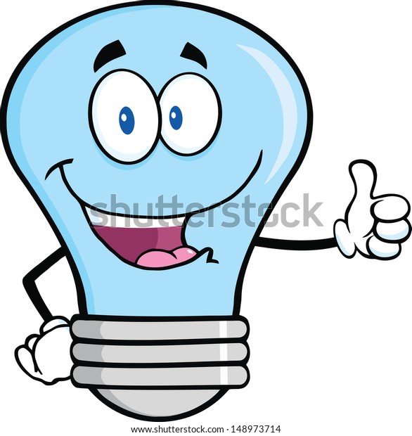 Blue Light Bulb Cartoon Mascot Character Stock Vector (Royalty Free ...