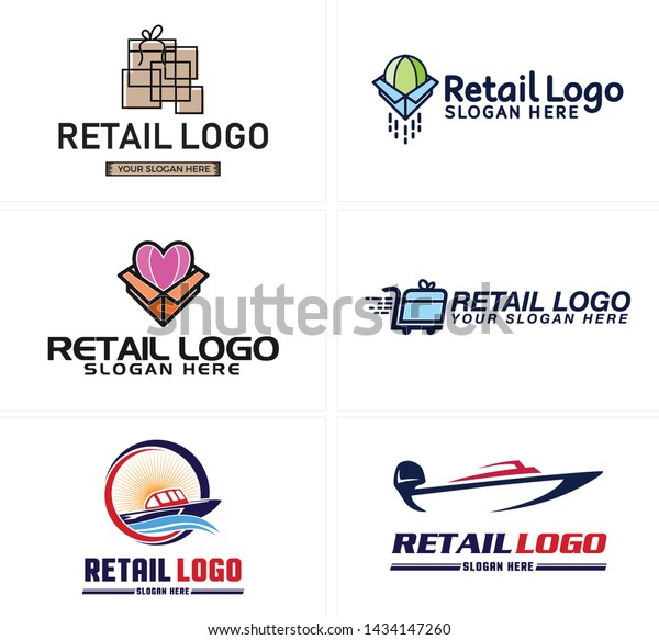 Blue Line Art Logo Designs Icon Stock Vector (Royalty Free) 1434147260 ...