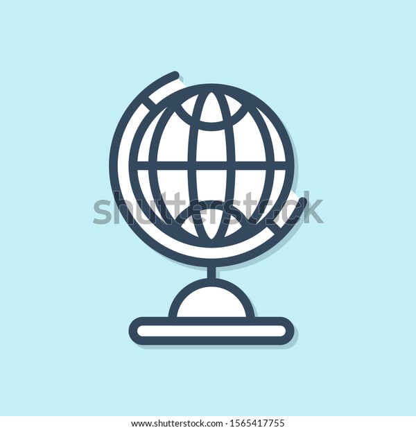 Blue Line Earth Globe Icon Isolated Stock Vector (Royalty Free ...